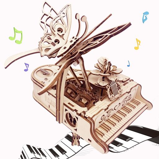 完璧なデザイン:自分だけの手動オルゴールを作り、この木製の3Dおもちゃを組み立てることは、ストレスを解消するのに最適な方法です。この知育玩具のデザインはピアノに触発され、組み立てを終えて始めると、ピアノの上の蝶が音楽に合わせて揺れ、魔法のシ...