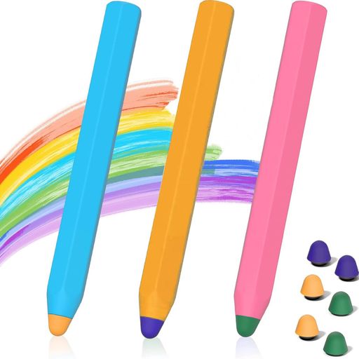 【仕様】:子供用タッチペン3本入り、交換シリカゲルペン先6個付き、本体長11cm、直径1.2cm、ペン先直径0.5cm。 【製品マテリアル】:このタッチペンは良質なシリコンゴムで作られており、柔らかいシリコンゴムのペン先はより耐久性があり、...