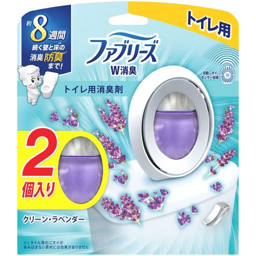 「ファブリーズ トイレ用消臭剤」は、トイレ内の空気を継続的に消臭するだけでなく、壁や天井を防臭コートすることで、嫌なニオイが付着するのを防ぎます。 置くだけ爽やか8週間(使用状況による) トイレ内のわずかな気流を利用して消臭成分を拡散! ニ...