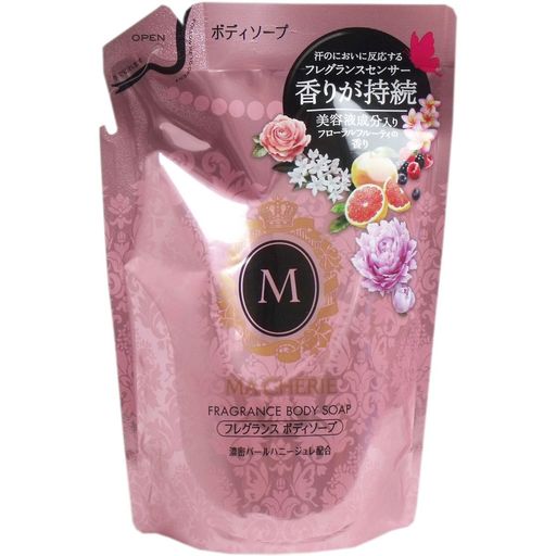 フレグランス ボディソープ(つめかえ用)350mlのお得な5個セット。マシェリ独自のフレグランスセンサー機能で、汗などの不快なにおいを心地よい香りにするボディソープです。