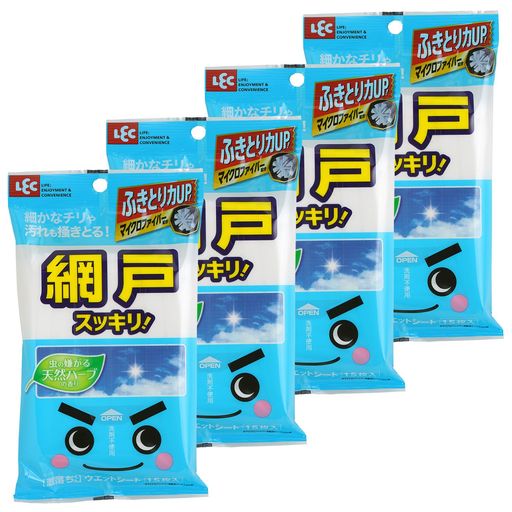 マイクロファイバー配合の特殊ウエットシートが洗剤なしで網目の汚れをしっかりキャッチします。 虫の嫌がる天然ハーブ(ユーカリ)の香りです。 1枚のシートで約90x180cmの網戸2枚分(両面)をお掃除できます。(目安) 細かなチリや汚れもかき...