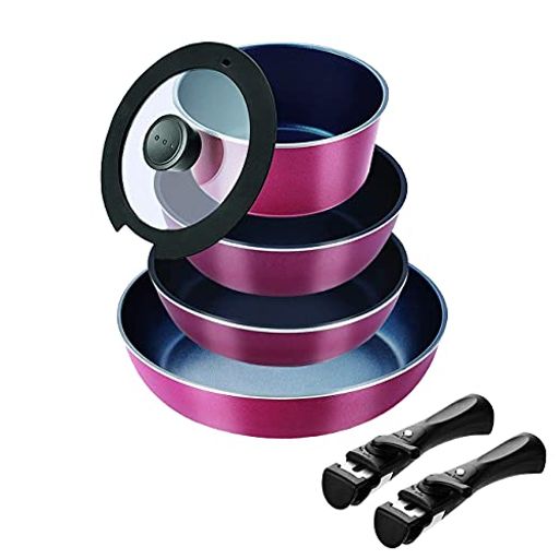 【セット内容】:マルチポット18cm、フライパン20cm、フライパン26cm、いため鍋20cm、ガラス蓋18cm、専用ハンドル 製品サイズ:(約)マルチポット18cm/外径19x高さ8.5cm、フライパン20cm/外径21.5x高さ5cm、...