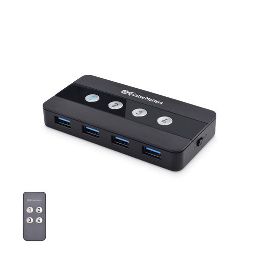 【4台パソコン用のUSB 3.0 スイッチ】Cable Matters 4ポート USB 切替機が4台異なるパソコン間で最大4台のUSBデバイスを共有するための理想的な選択です。付属されたMicro USB USB A 変換ケーブルを使用し...