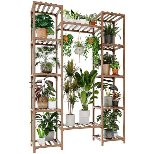 12鉢ガーデニング 棚:高身植物棚は、多数の植物を展示するための充足なスペースを提供し、植物コレクションの理想的なコーナーとなり、スペースを効果的に最適化します 強化デザイン観葉植物 棚:幅広中段棚で2~3鉢の植木鉢を快適収容、背の高い植物...