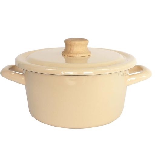 サイズ:265x210x135mm 本体重量:1090g 素材・材質:(本体・フタ)ほうろう用鋼板(ホーロー加工) / (つまみ)天然木 生産国:タイ