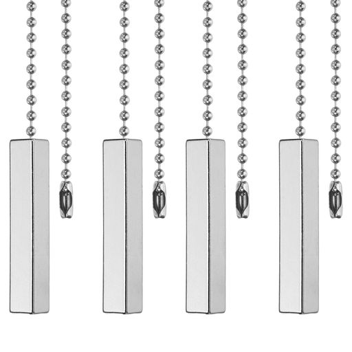 仕様:カラー:シルバートーン;素材:合金;全長:340mm/13.39インチ;ペンダントサイズ:60x10mm/2.36x0.39インチ(長さx幅);パッケージ内容:シーリングファンプルチェーンx4個 特徴:このランププルチェーンは合金製で...