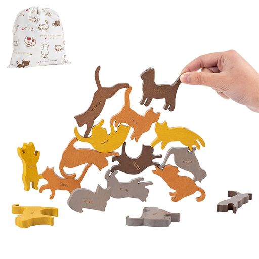 素材:ブナ材です。角が滑らかで肌にやさしく、手触りが良いです。 飲み込まないように大きめのサイズです。高密度の木材を使用し、各パーツに適度な重さがあります。 子どもから大人まで家族で楽しめる積み木です。簡単そうに見えて、実は難しいです。 適...