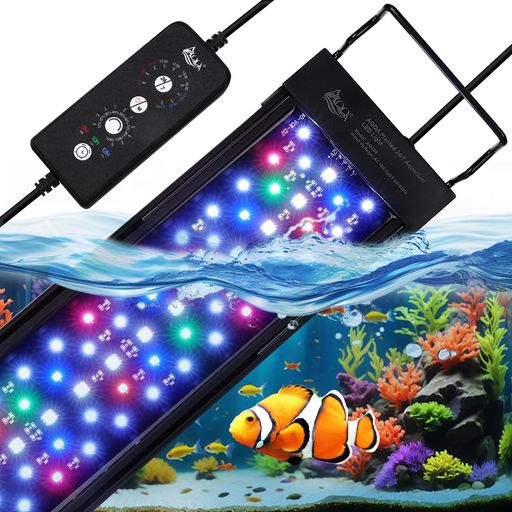 👍【フルスペクトル高輝度LED&amp;長寿命50,000時間】 AQQA水槽ライトは、高品質5050 RGB高輝度LEDランプビーズと2835高品質LEDランプビーズを採用し、高輝度、波長450~660nm、色温度6500...