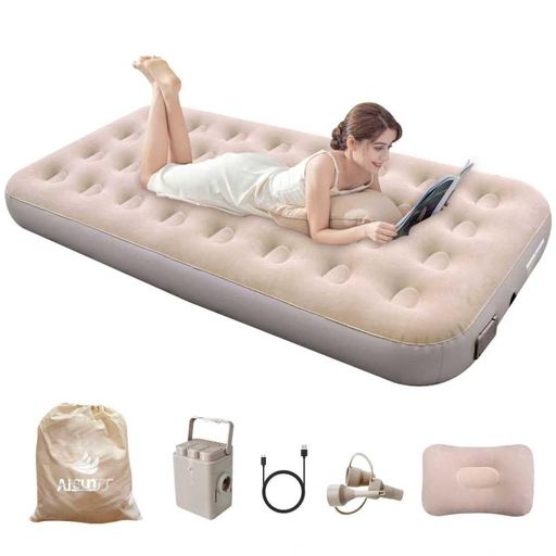 スリーピングパッド 【究極の耐久性と快適性‐32孔蜂巣式デザイン】このエアベットは32孔蜂巣式デザインを採用し、複数のポイントでサポートを提供し、体圧を効果的に分散させ、構造の安定性を保っています。人間工学に基づいたデザインで、どんな姿勢で...