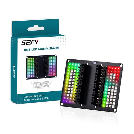 高密度フルカラーRGB LEDマトリクス: 個別制御可能なRGB LEDを多数搭載し、鮮やかな視覚効果やダイナミックなアニメーション、インタラクティブな表示を実現。クリエイティブなプロジェクトやIoTフィードバックシステムに最適です。 1線...