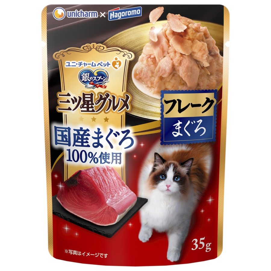 国産天然まぐろ100%のフレークを贅沢に使用し、ほたて風味のゼリーでやわらかく仕上げた至福の逸品 成分 タンパク質：7.0%以上 脂質：0.2%以上 粗繊維：0.5%以下 粗灰分：4.0%以下 水分：92.0%以下 エネルギー：12kcal...
