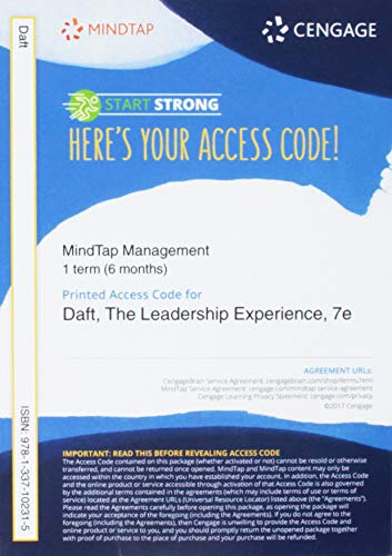 【中古】【未使用・未開封品】MindTap Management, 1 term (6 months) Printed Access Card for Daft's The Leadership Experience, 7th (MindT...