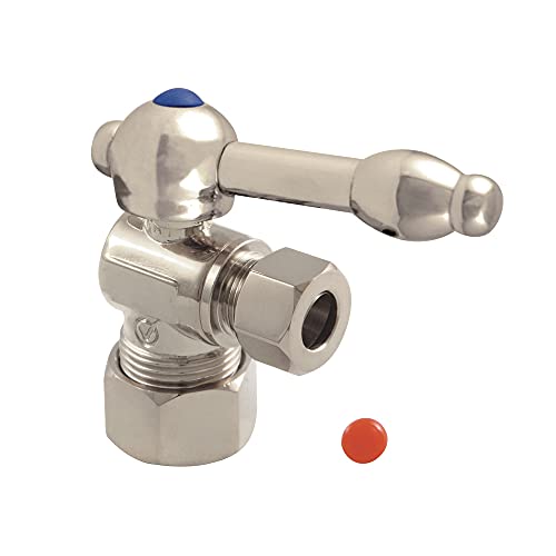 【中古】【未使用・未開封品】(Nickel) - Kingston Brass CC53308KL Vintage Angle Stop with 1.6cm OD, 1cm OD and Knight Lever, Satin Nicke...