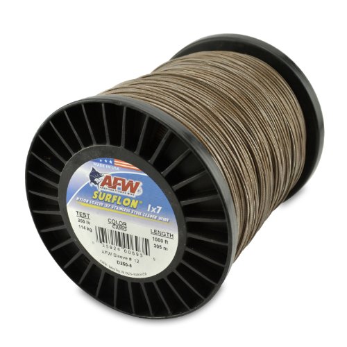 【中古】【未使用・未開封品】(90m, 18kg Test, Camo Brown) - American Fishing Wire Surflon Nylon Coated 1x7 Stainless Steel Leader Wire【...