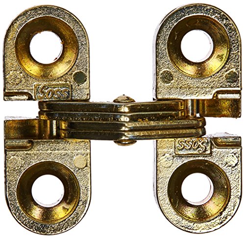 【中古】【未使用・未開封品】SOSS Mortise Mount Invisible Hinges with 4 Holes, Zinc, Satin Brass Finish, 1 Leaf Height, 3/8 Leaf Width,...