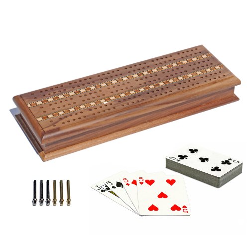 【中古】【未使用・未開封品】WE Games Cabinet Cribbage Set - Solid Walnut Wood with Inlay Sprint 3 Track Board with Metal Pegs & 2 Deck...