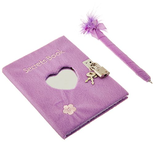 【中古】【未使用・未開封品】Teen Locking Diary Girl's Plush Heart Journal With Mirror Feather Boa Pen, Assorted Colors 1 Diary by Rhod...