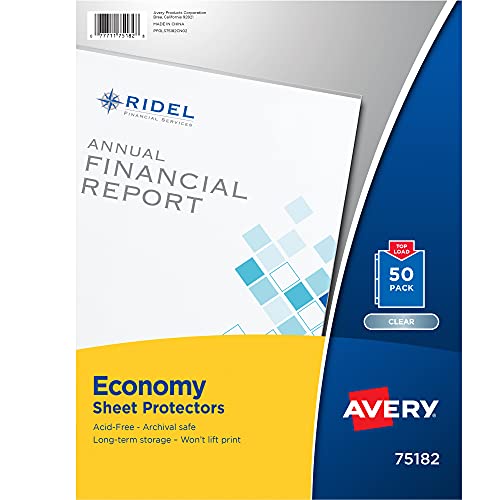 【中古】【未使用・未開封品】(Economy, 50 Protectors, Diamond Clear) - Avery Economy Clear Sheet Protectors, Acid Free, Bag of 50 (7518...