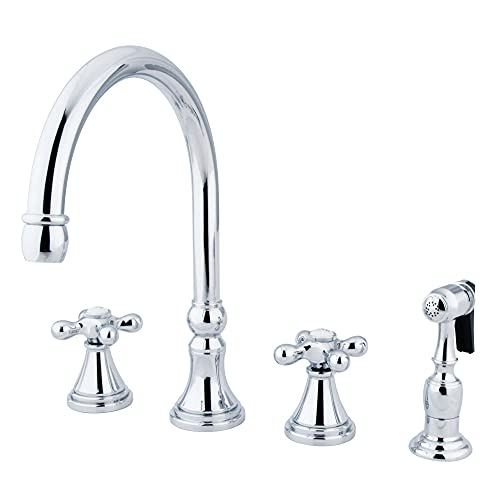 【中古】【未使用・未開封品】Kingston Brass GS2791GLBS Georgian Widespread Two Handle Kitchen Faucet with Matching Brass Sprayer, 8-1/4...