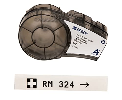 【中古】【未使用・未開封品】Brady M21-500-430 21' Length, 0.5 Width, B-430 Clear Polyester, Black On Clear Color, BMP 21 Mobile Printe...