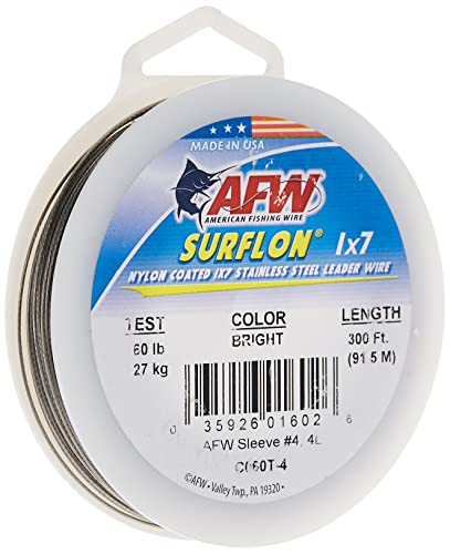 【中古】【未使用・未開封品】(90m, 14kg Test, Bright) - American Fishing Wire Surflon Nylon Coated 1x7 Stainless Steel Leader Wire【メーカー...