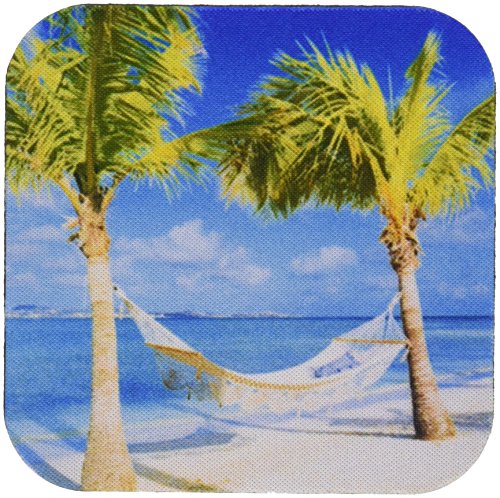 【中古】【未使用・未開封品】(set-of-4-Soft) - 3dRose cst_35338_1 Palm Trees and Hammock with Ocean-Soft Coasters, Set of 4【メーカー名】【メーカー...