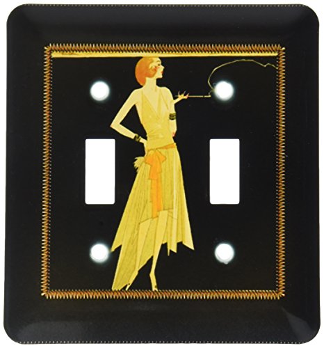 【中古】【未使用・未開封品】3drose LLC lsp _ 39590?_ 2アールデコLady onゴールドとブラックフレーム、ダブル切り替えスイッチ【メーカー名】【メーカー型番】【ブランド名】3dRose スイッチカバー・プレート, ...