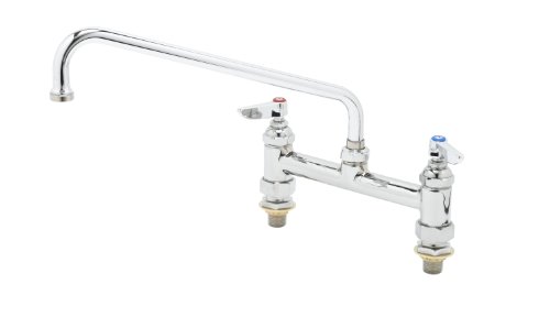 【中古】【未使用・未開封品】T&S Brass B-0221-CC Deck Mount Double Pantry Faucet with 8-Inch Centers, 12-Inch Swing Nozzle and 1/2-Inch...