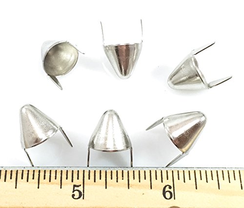 【中古】【未使用・未開封品】Nailheads Spots Studs 2 Prong Round Cone-Shaped 1/2; Steel with Nickel Finish; 100 Pcs by Dangerous Thread...
