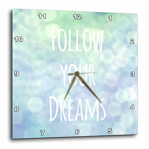 【中古】【未使用・未開封品】3dRose DPP_151349_3 Follow Your Dreams ブループリティ マジカル ボケ ターコイズ ティール モチベーションを上げるメッセージ壁掛け時計 15 x 15インチ【メーカー名】【...