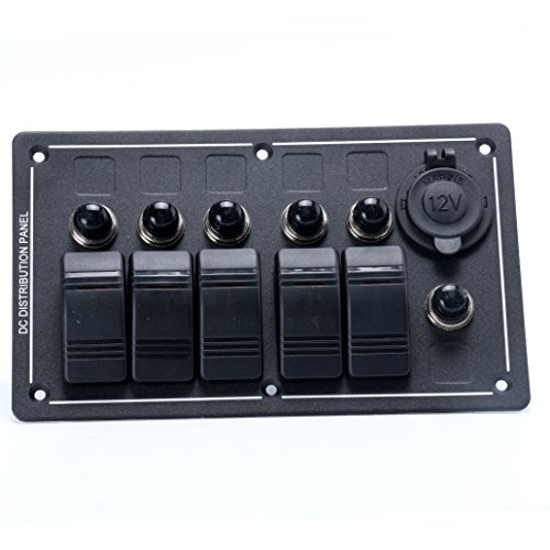 【中古】【未使用・未開封品】Amarine-made 5 Gang Aluminium LED Rocker & CIG Socket & Circuit Breaker Waterproof Marine/boat/rv Switch P...