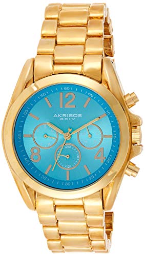 【中古】【未使用・未開封品】Akribos XXIV Women 's ak760ygtq Swiss Quartz Movement Watch withターコイズサンバーストEffect Dial Andイエローゴールドブレスレット【メ...