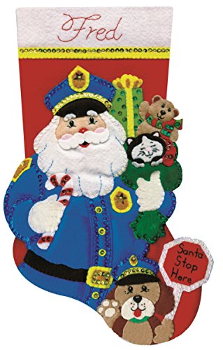 【中古】【未使用・未開封品】Policeman Santa Stocking Felt Applique Kit-18" Long (並行輸入品)【メーカー名】【メーカー型番】【ブランド名】Tobin 刺しゅうキット, シニア向けおもちゃ・...