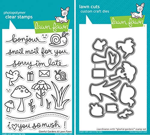 【中古】【未使用・未開封品】Lawn Fawn Gleeful Gardens Clear Photopolymer Stamps LF799 Bundle with Coordinating Lawn Cuts Dies LF800 by...