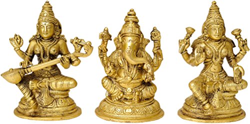 【中古】【未使用・未開封品】The Great Trinity???Saraswati、ガネーシャとラクシュミー???真鍮Statue【メーカー名】【メーカー型番】【ブランド名】Exotic India 置物・オブジェ, インテリア雑貨, ...