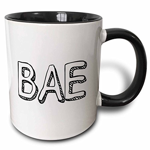 【中古】【未使用・未開封品】(330ml) - 3dRose Bae Block Letters on White Background Two Tone Black Mug, 330ml, Black/White【メーカー名】【メーカー型...