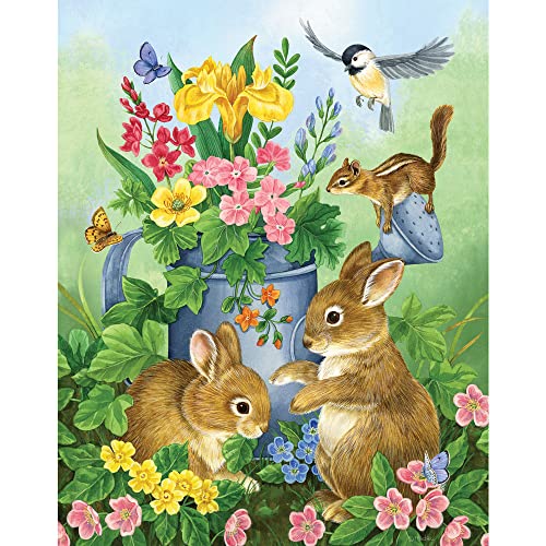 【中古】【未使用・未開封品】Bits and Pieces???100?Piece Jigsaw Puzzle???A Touch of Spring by Artist Jane Maday???Cute Bunnies???100?pc...