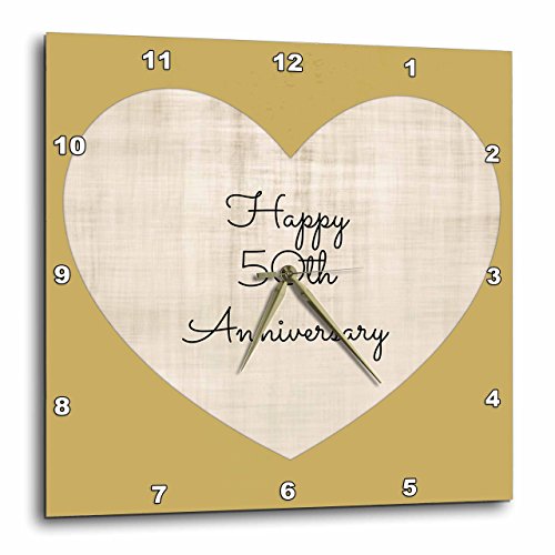 【中古】【未使用・未開封品】3dRose Happy 50周年記念 金色のハートの背景 - 壁掛け時計 15 x 15インチ (DPP_221903_3)【メーカー名】【メーカー型番】【ブランド名】3dRose 壁掛け時計, 電池利用商品 ...