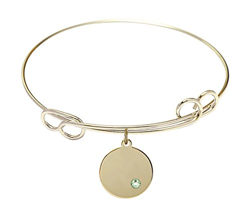 【中古】【未使用・未開封品】7 1/2インチ ラウンドダブルループバングルブレスレット プレーンディスクメダルチャーム付き 8月のグリーンのスワロフスキークリスタル付き【メーカー名】【メーカー型番】【ブランド名】Bonyak Jewelry...