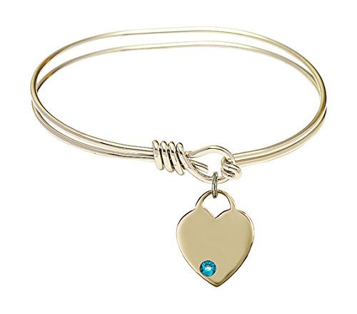 【中古】【未使用・未開封品】5 3/4インチ 楕円形アイフック バングルブレスレット ハートメダルチャーム付き 12月のブルースワロフスキークリスタル付き【メーカー名】【メーカー型番】【ブランド名】Bonyak Jewelry バングル 【...