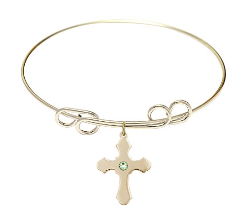 【中古】【未使用・未開封品】8インチ ラウンドダブルループバングルブレスレット クロスメダルチャーム付き 8月グリーンスワロフスキークリスタル【メーカー名】【メーカー型番】【ブランド名】Bonyak Jewelry チャーム 【商品説明】8...