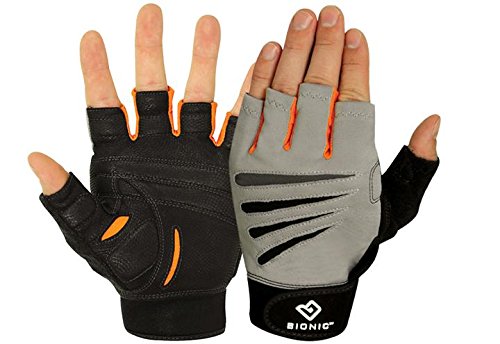 【中古】【未使用・未開封品】Bionic Glove Men's Cross-Training Fingerless Gloves w/Natural Fit Technology, Gray/Orange (Pair) 141［並行輸入］...