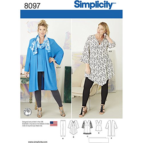 【中古】【未使用・未開封品】Simplicity Creative Patterns US8097GG Plus Size Tunic, Top, Kimono and Knit Leggings, Size GG (26W-28W-30W...