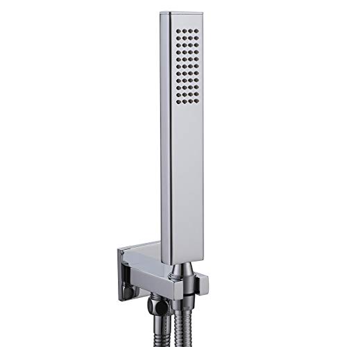 【中古】【未使用・未開封品】(Chrome Finish) - Ownace Square Solid Brass Chrome Hand Held Shower Head With Wall Connector and Hose Set【...