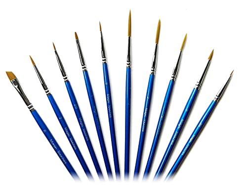 【中古】【未使用・未開封品】ARTIST DETAIL BRUSHES SCRIPT LINER BRUSHES - Set 10 Top Quality Weasel Hair (Red Sable) Detail Brushes + L...