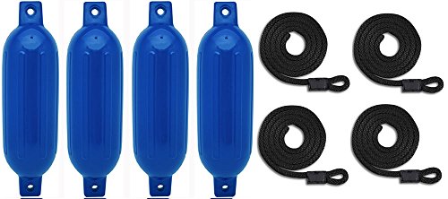 【中古】【未使用・未開封品】Mad Dog Products 4パック ブルーリブボートフェンダーバンパーパック ブラックフェンダーライン付き【メーカー名】【メーカー型番】【ブランド名】Mad Dog Ribbed Boat Fender ...