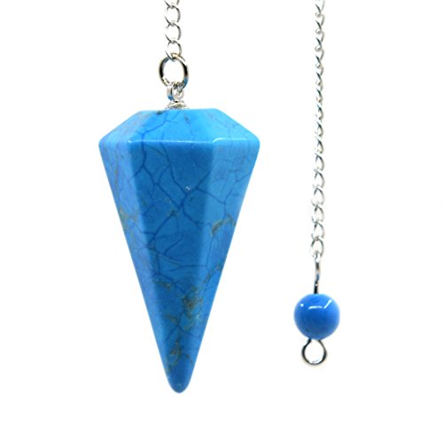 【中古】【未使用・未開封品】(Howlite Turquoise) - Turquoise Howlite Gemstone Hexagonal Pointed Reiki Chakra Pendant Pendulum【メーカー名】【メー...
