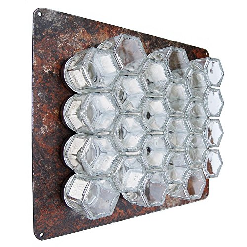 【中古】【未使用・未開封品】Gneiss Spice DIY 壁掛け磁気スパイスラック (24個の小さなジャー、シルバーの蓋、10x12の素朴なプレート)【メーカー名】【メーカー型番】【ブランド名】Gneiss Spice 調味料・スパイス...