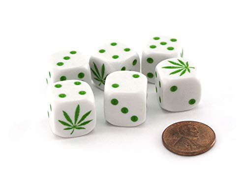 【中古】【未使用・未開封品】Pack of 6 Marijuana Hemp Weed 16mm Dice Set - White with Green Etches【メーカー名】【メーカー型番】【ブランド名】Koplow Games ダイ...