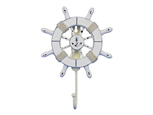 【中古】【未使用・未開封品】素朴なすべてのホワイト装飾Ship Wheel withアンカーフック6?"???木製のShips【メーカー名】【メーカー型番】【ブランド名】Handcrafted Model Ships 乗り物おもちゃ, 男の...